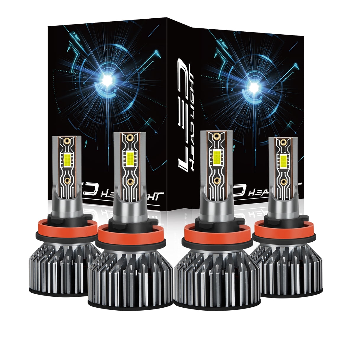 IHNZCB For LED Headlights Combo H11+H11 High Low Beam Conversion Kit 4Pcs 6000K 10000LM Bright ...