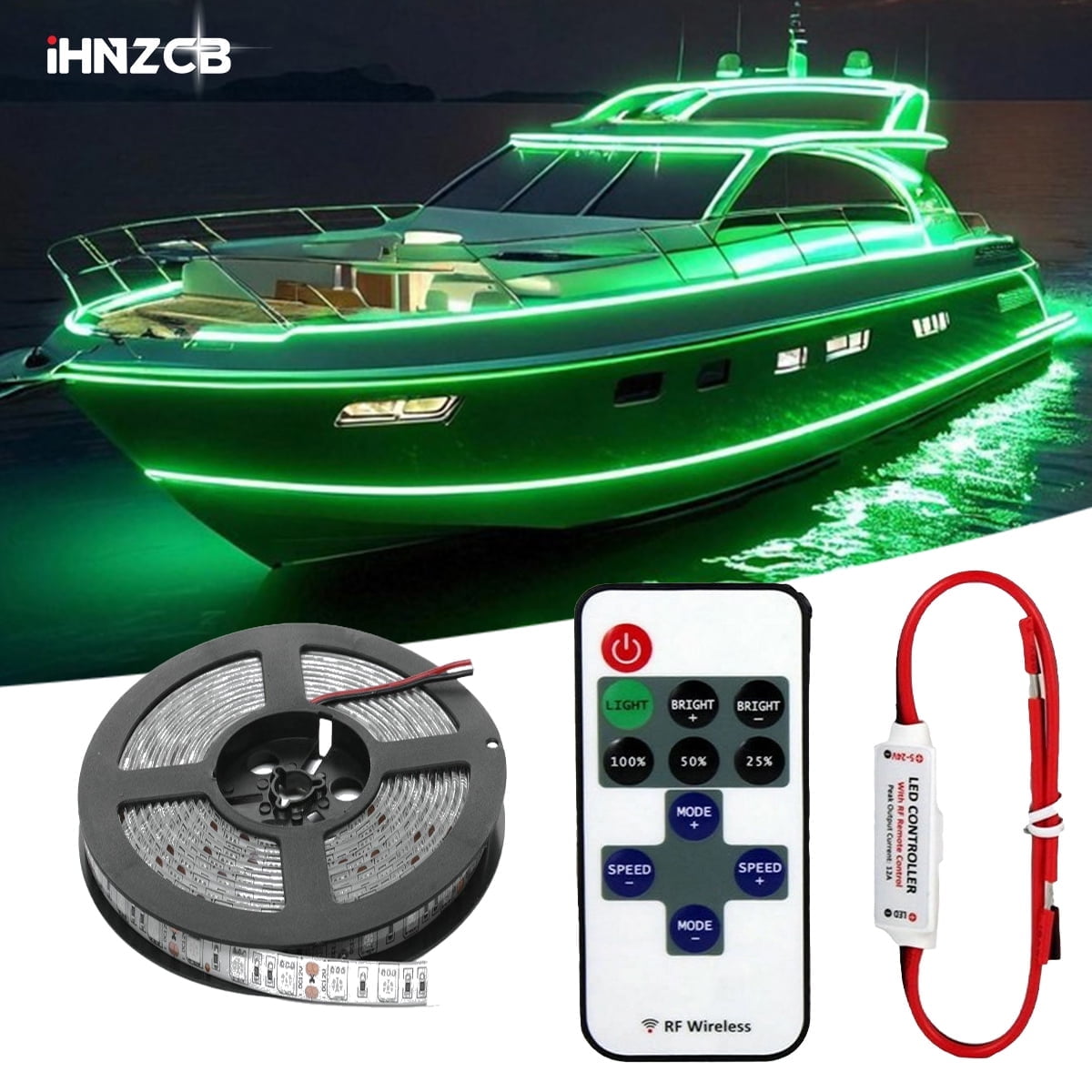 IHNZCB Green LED Boat Light Strip for Interior, Waterproof 12v, Ideal ...
