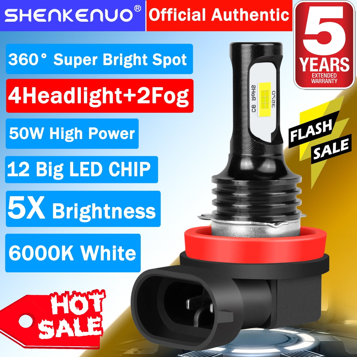 IHNZCB H9 H11 High/Low Beam Led Headlight And H11 Foglight Bulbs For ...