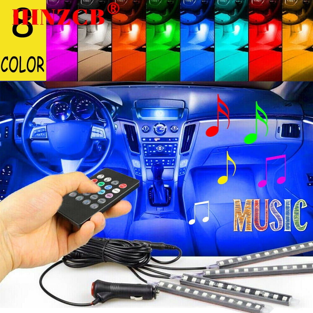 IHNZCB Music RGB LED Glow Interior Car Kit Under Dash Foot Floor Seat ...
