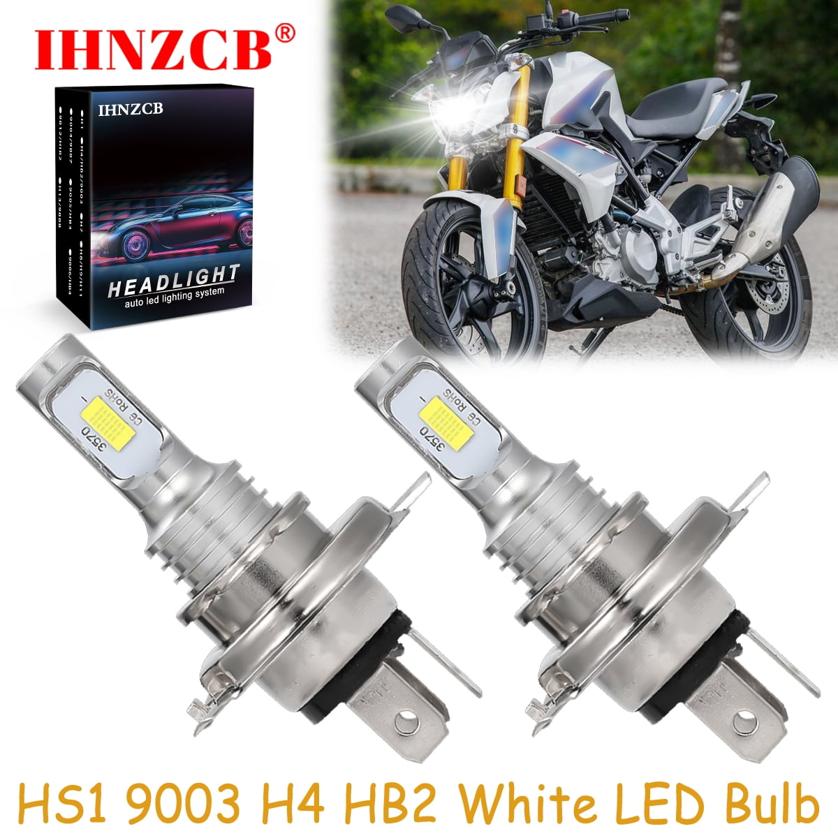 IHNZCB for BMW G310R G450X G650X G650GS - 2X HS1 9003 H4 HB2 LED ...