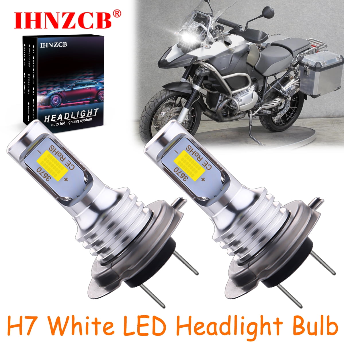 IHNZCB for BMW R1200GS Adventure 2006-2013 - 2X H7 LED Headlights Bulb ...