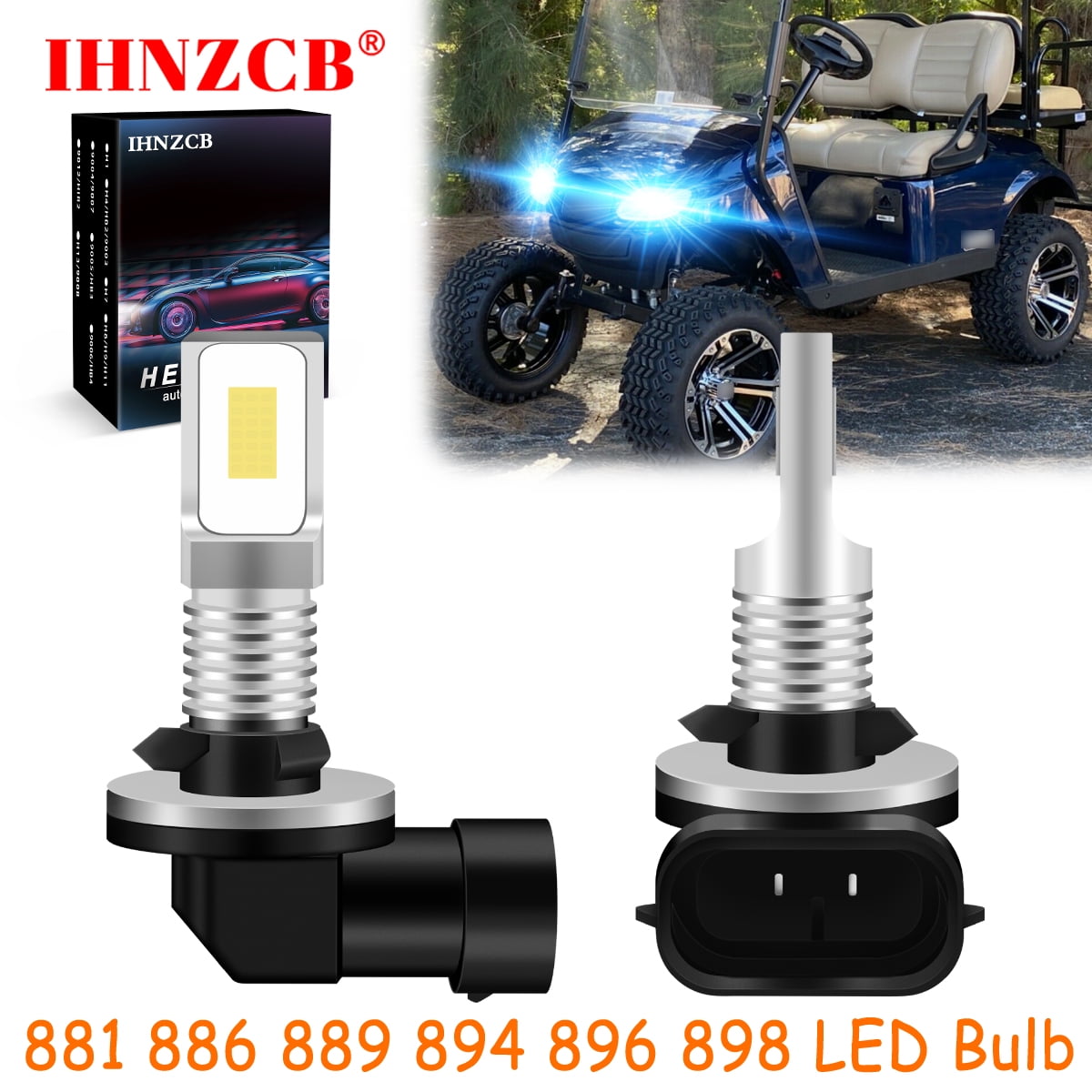 IHNZCB for Ezgo Club Cart Tractor / Lawn Mower LED Headlights Bulb 881 ...