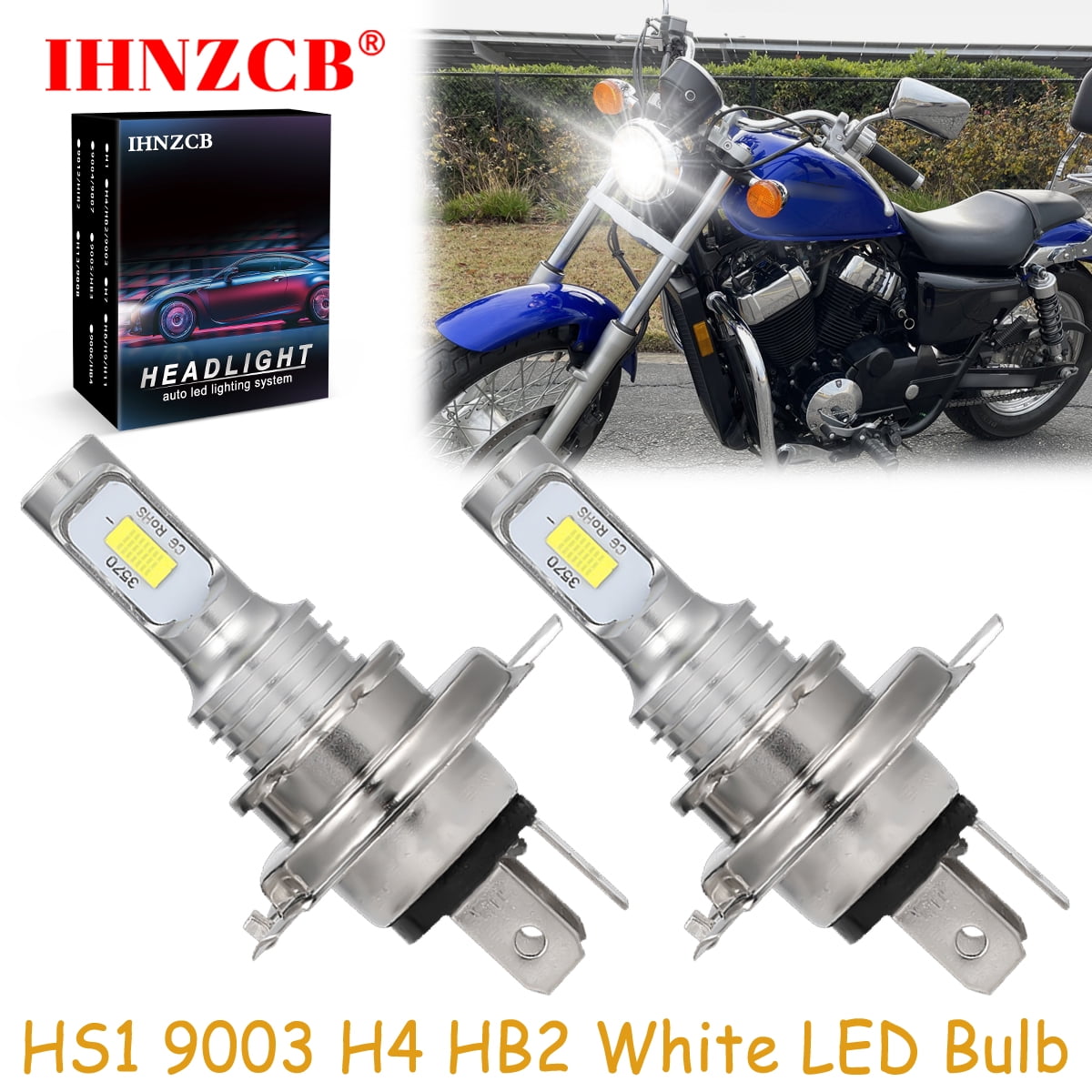 IHNZCB for Honda Shadow VT750C VT800C VT1100T - 2X HS1 9003 H4 HB2 LED ...