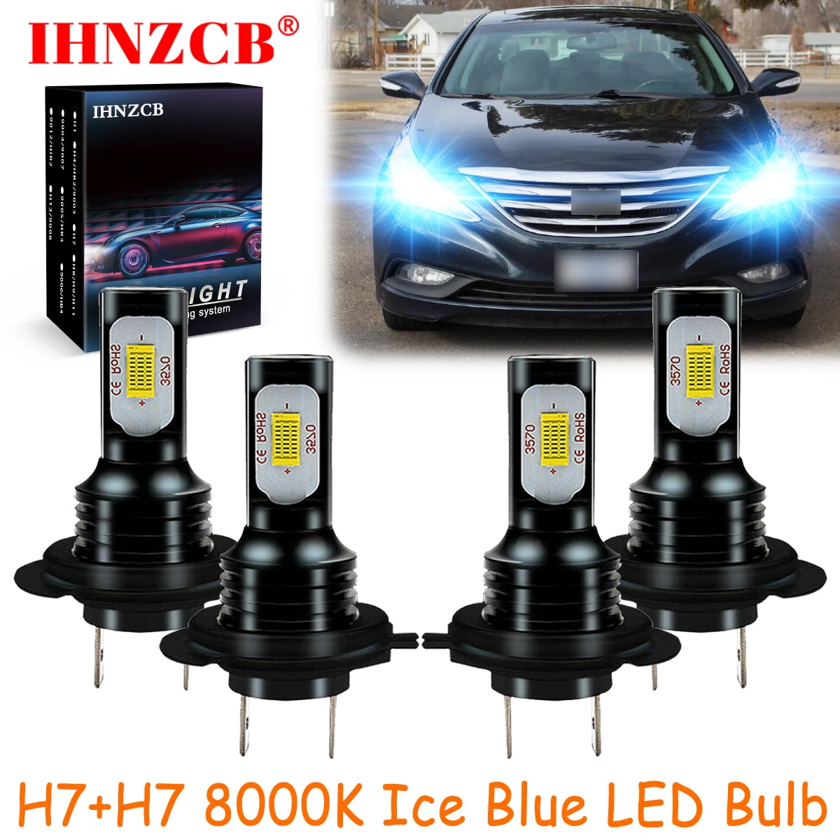 IHNZCB for Hyundai Sonata 2011-2014 H7 Led Headlights Bulb High/Low Beam 8000k Ice Blue,HKL,Y02 ...