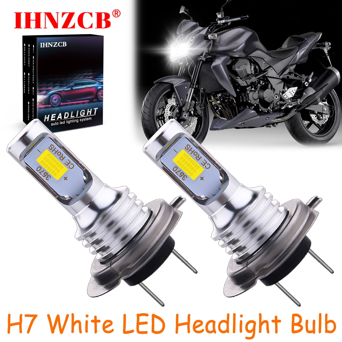 IHNZCB for Kawasaki Z750S Z800 Z900 - 2X H7 LED Headlights Bulb 55W ...