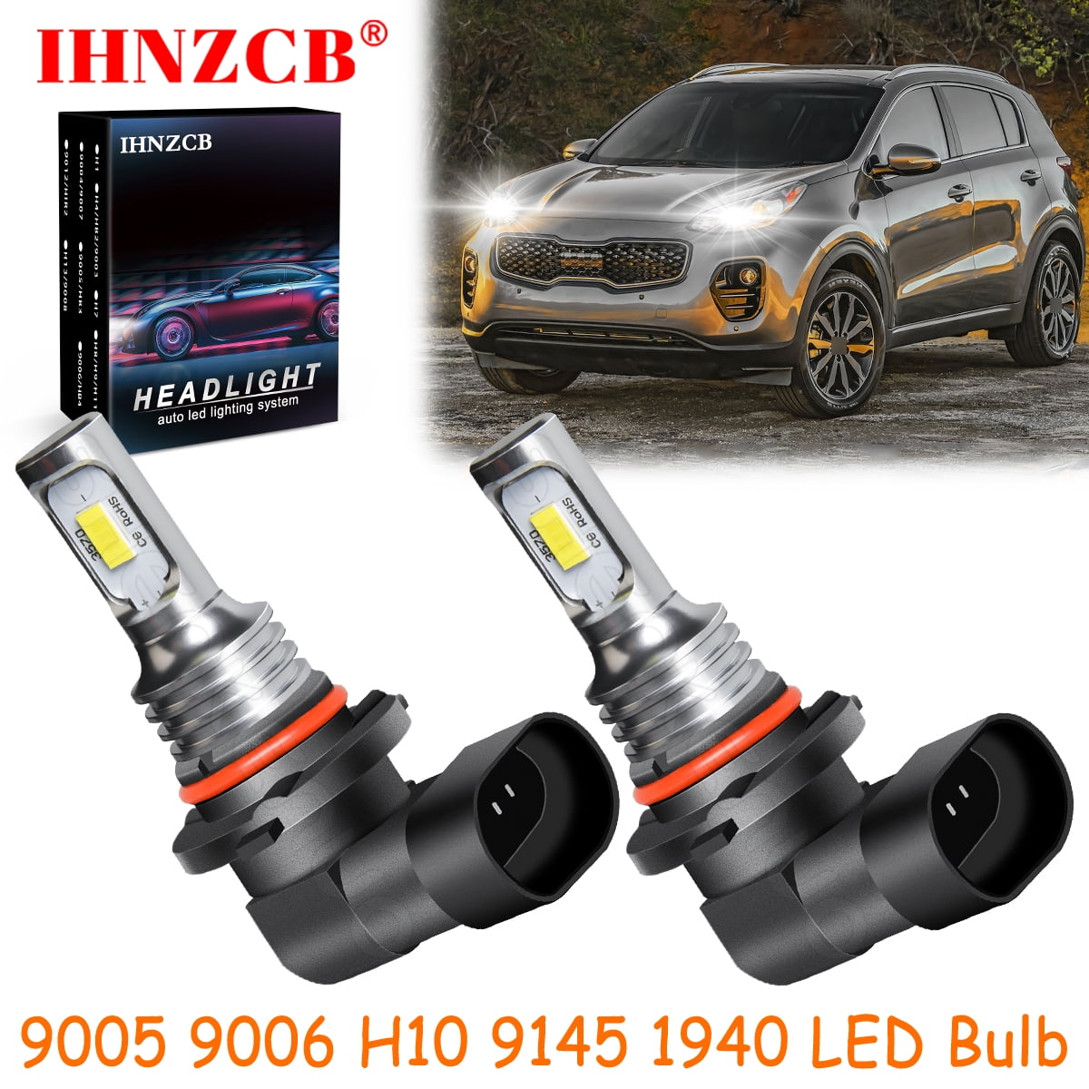 IHNZCB for Kia Sportage 2017 2019 White LED Headlights Bulb High Low Beam 9005 HB3 9006 HB4 9145 9140 YHB Y04 Walmart