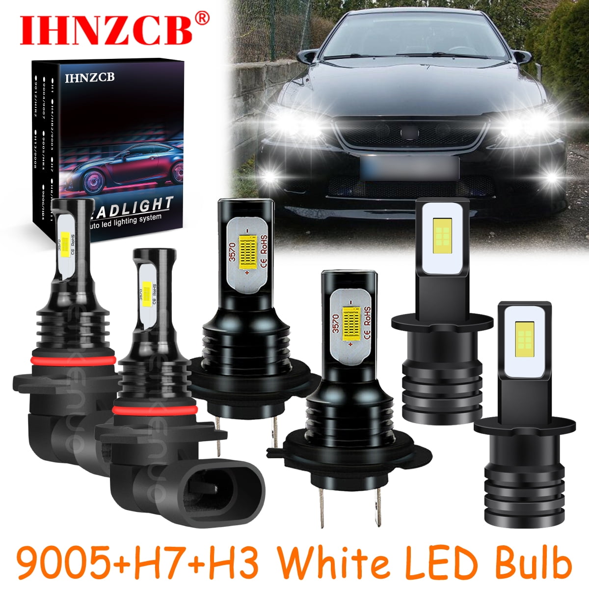 IHNZCB for Lexus Es300 1997-2003 White Led Headlights Bulb High Low Beam Fog Light,9005+H7+H3 ...