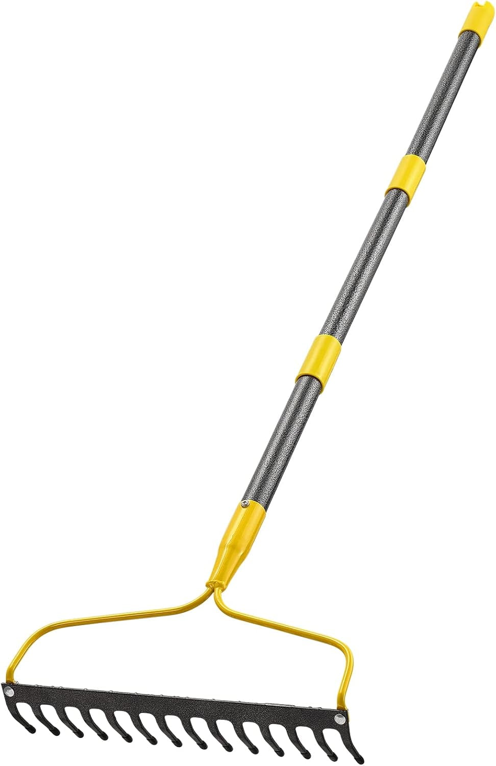 IHOMEPARK Heavy Duty 14 Tines Metal Bow Rake for Lawn,Hard Landscape ...