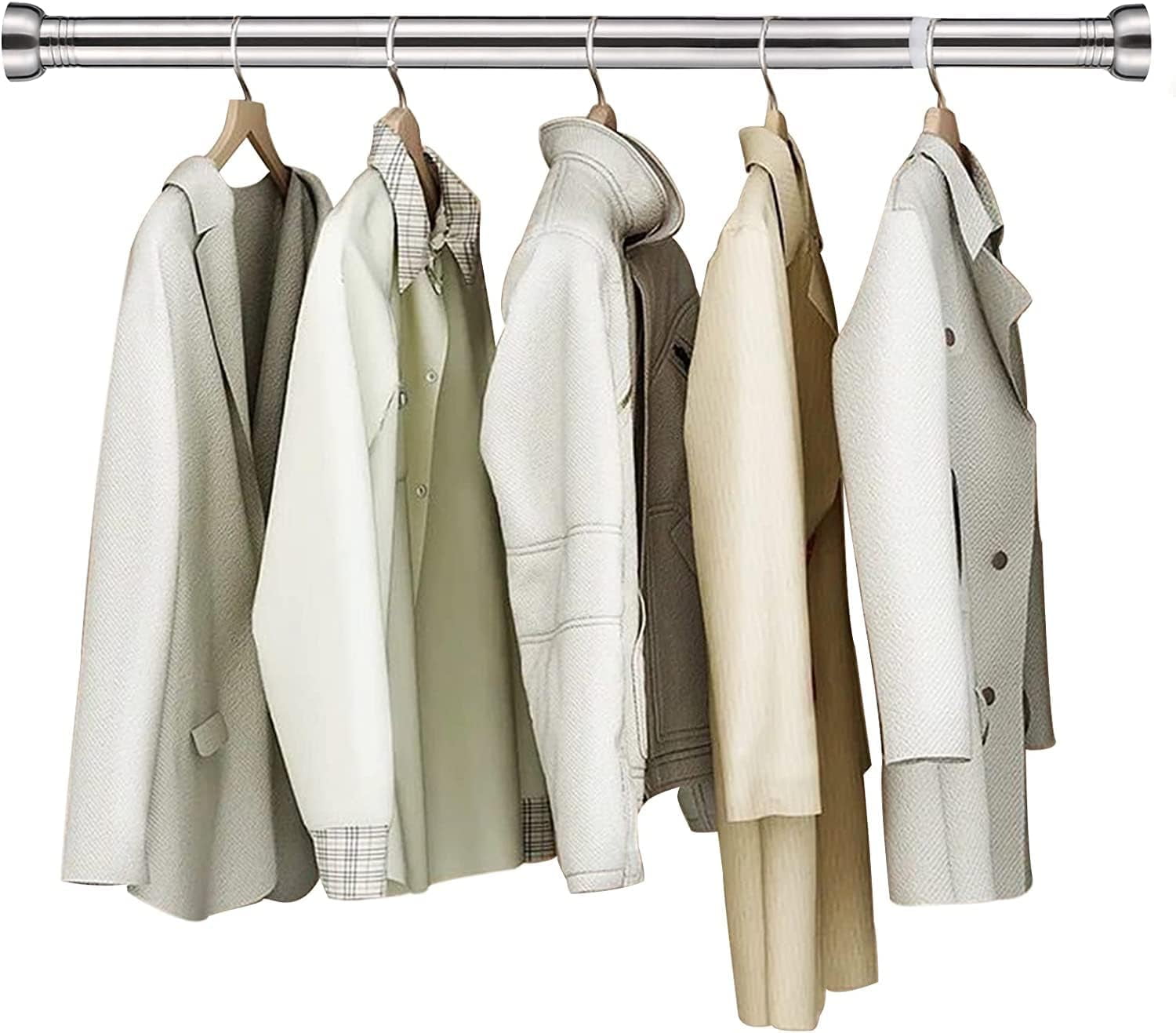 Ihomepark Silver Adjustable Closet Rod, 14 to 24 Inch Stainless Steel ...