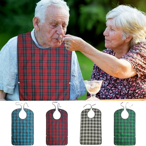 IHXORA Adult Bib Apron, Tethered Drool Bib, Waterproof Fabric, Easy ...