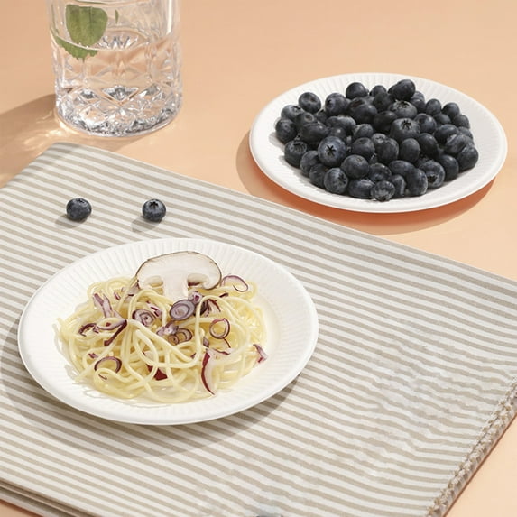 IHXORA Disposable Bamboo Pulp Paper Plates, Sugarcane Fiber Trays ...