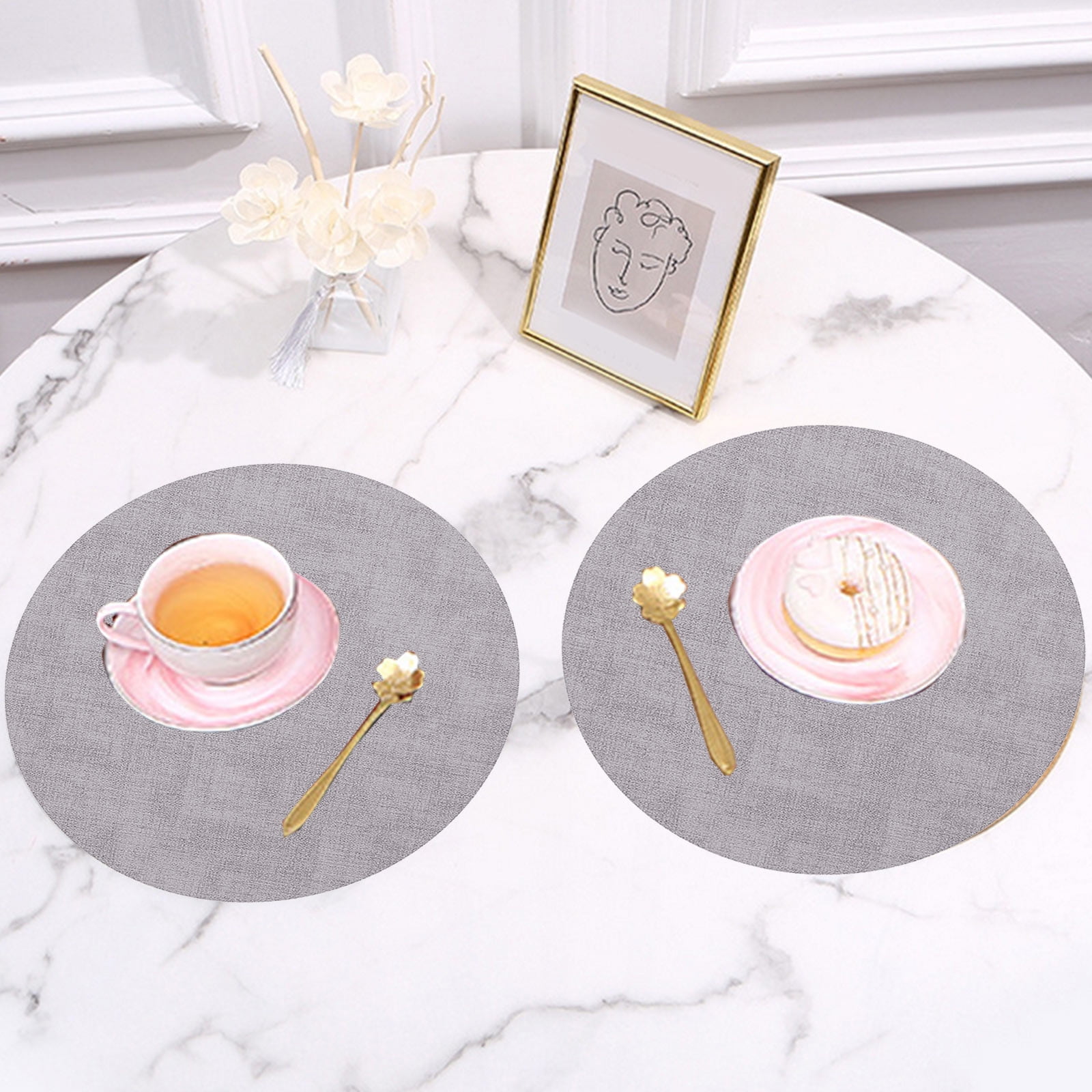 IHXORA Leather round Table Mats, Double Sided Placemats, for Western ...