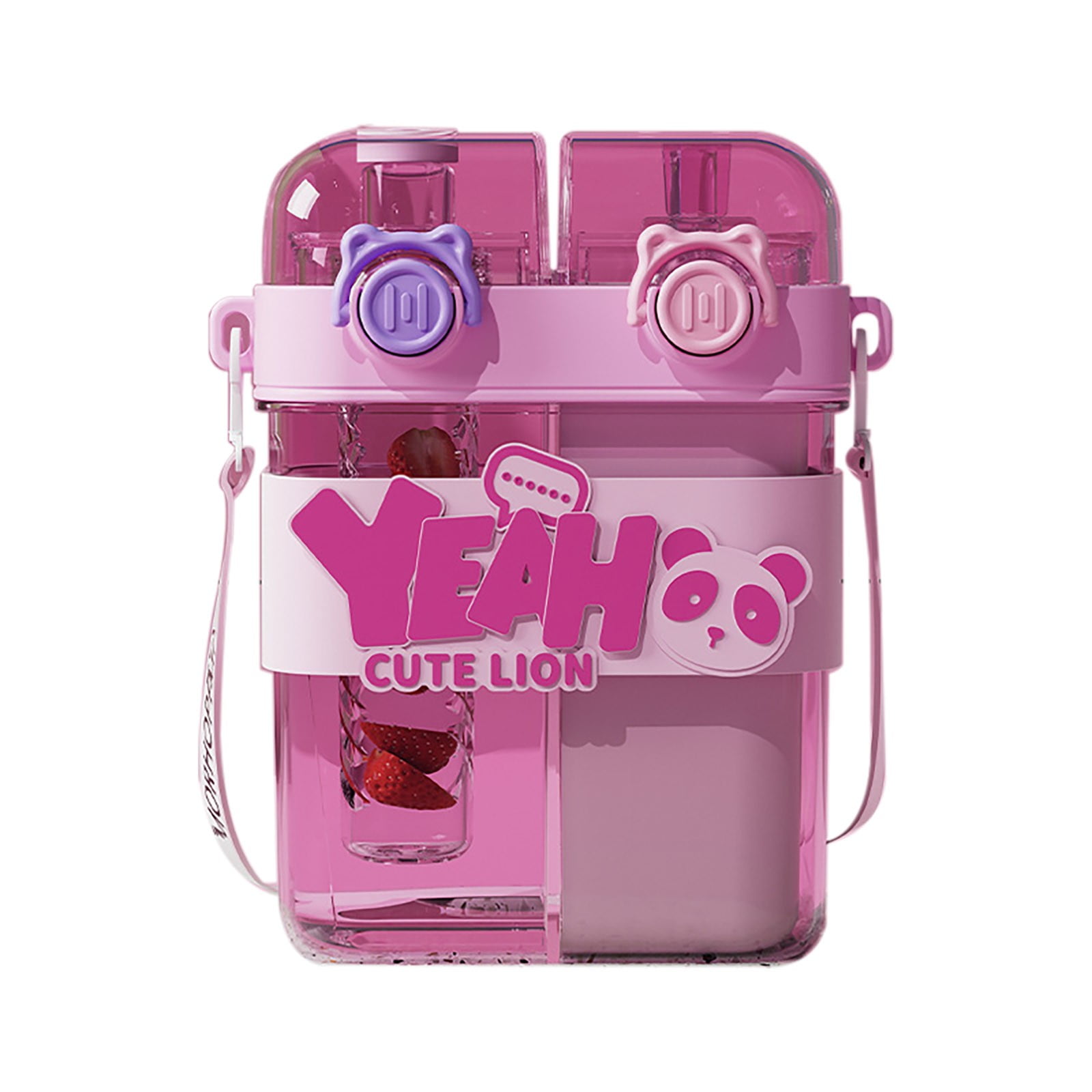 IHXORA New High-capacity Double Cup Water Bottle with Straw, Portable ...