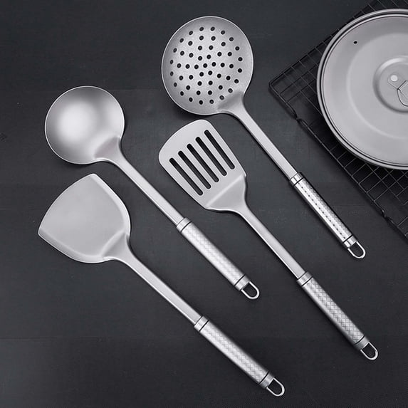 IHXORA Pure Titanium Wok Spatula and Soup Spoon, Long Handle Cookware ...