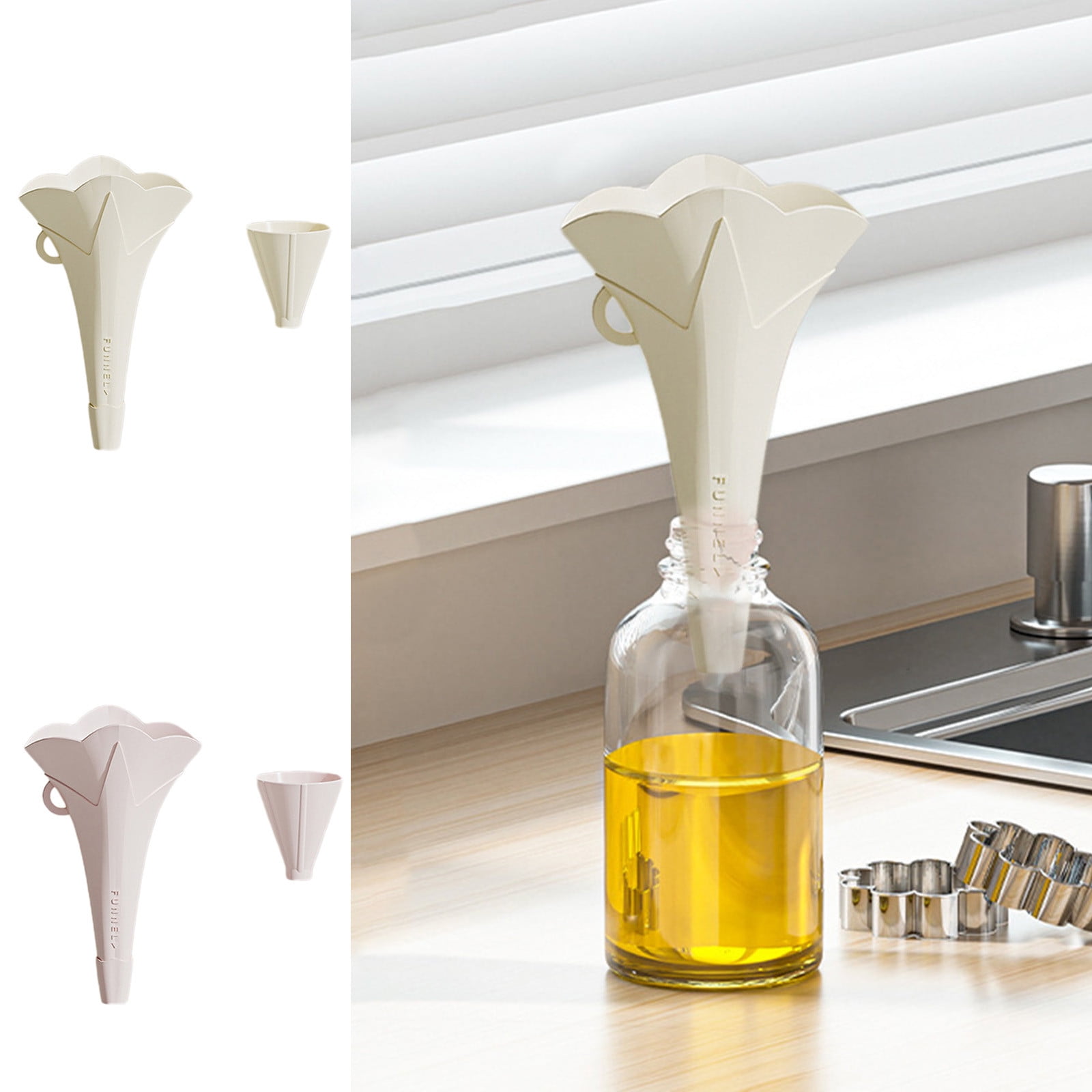 IHXORA Scalloped Plastic Funnels, Food Grade Kitchen Funnels ...