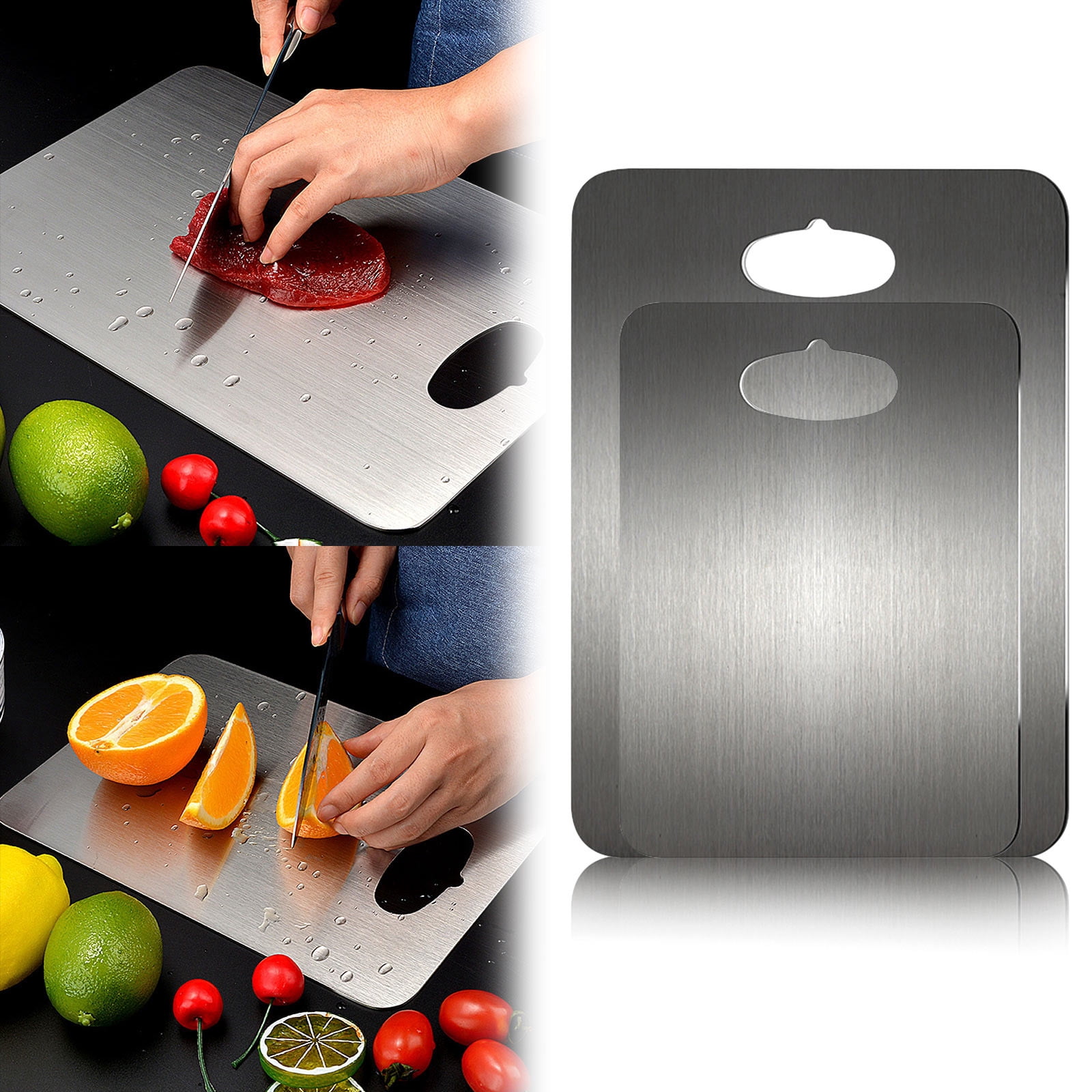 IHXORA Stainless Steel Chopping Board, Cutting Board, Front and Back ...