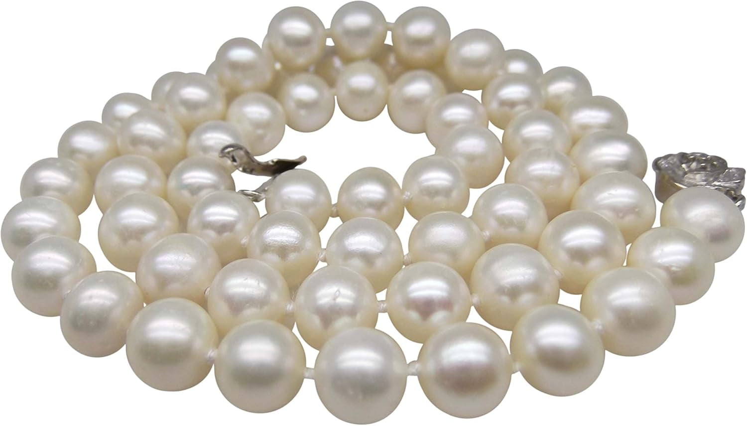 II ROUND PEARL II Real Pearl Necklace for Women Ivory Beige Cream White ...