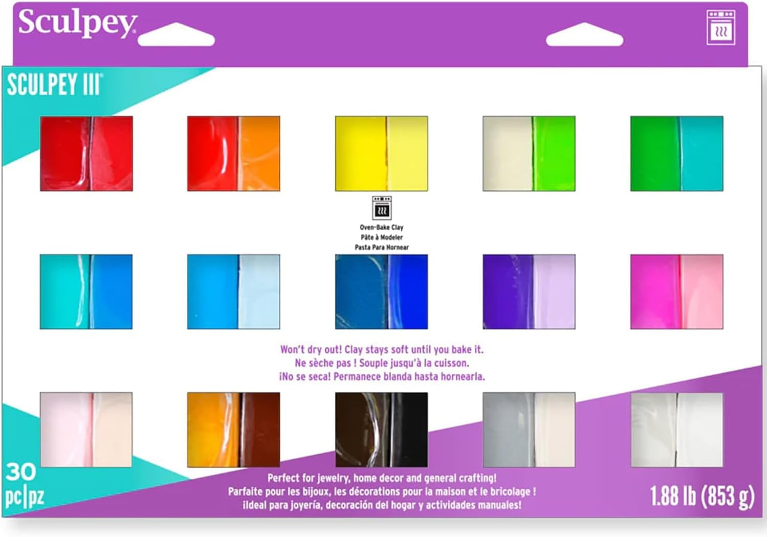 III: Polymer Clay: Sampler Pack - (30) 1oz - Oven Bake Clay, 30 Colors ...