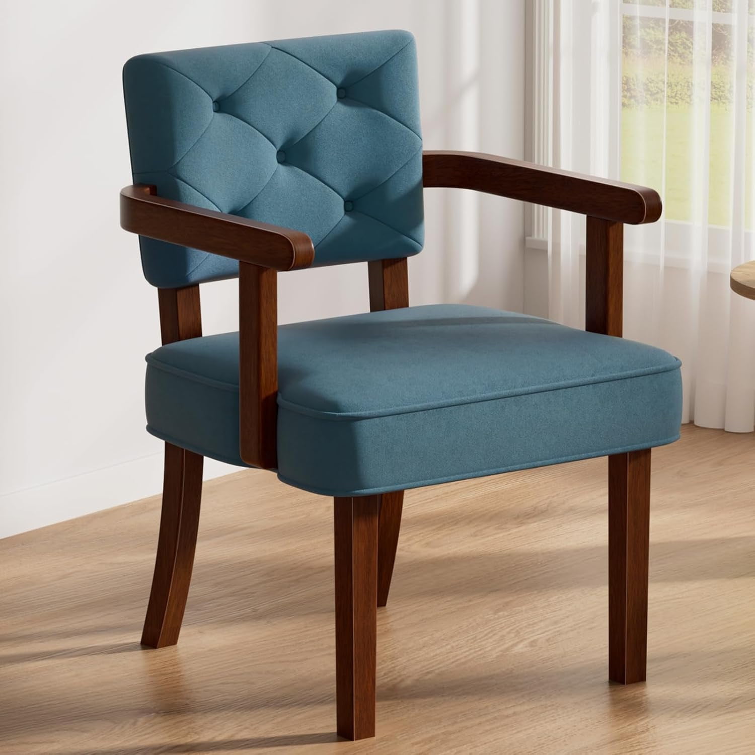 IINNOV ZBOM Mid-Century Modern Style Solid Wood Frame Decorative Chair, Fabric Upholstered ...