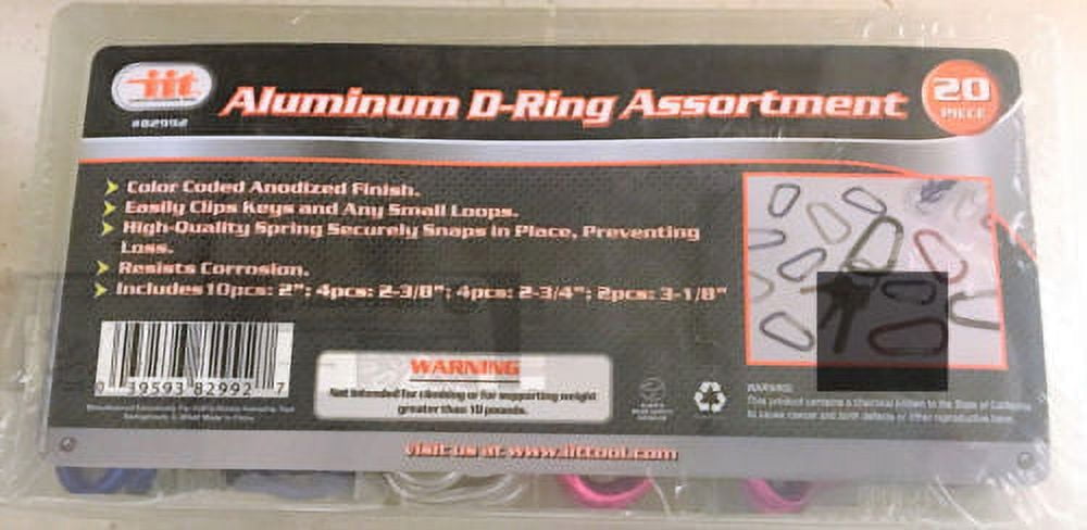 IIT 20pc Aluminum D Rings Clips Key Clip Ring Holder 4 Colors & Sizes ...