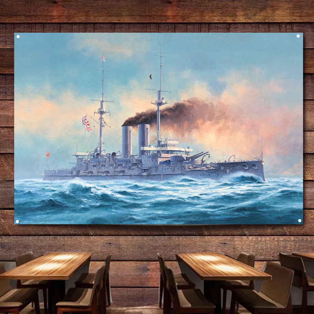 IJN Battleship Mikasa Wall Art Banners Hanging Flags Wall Chart Warship ...