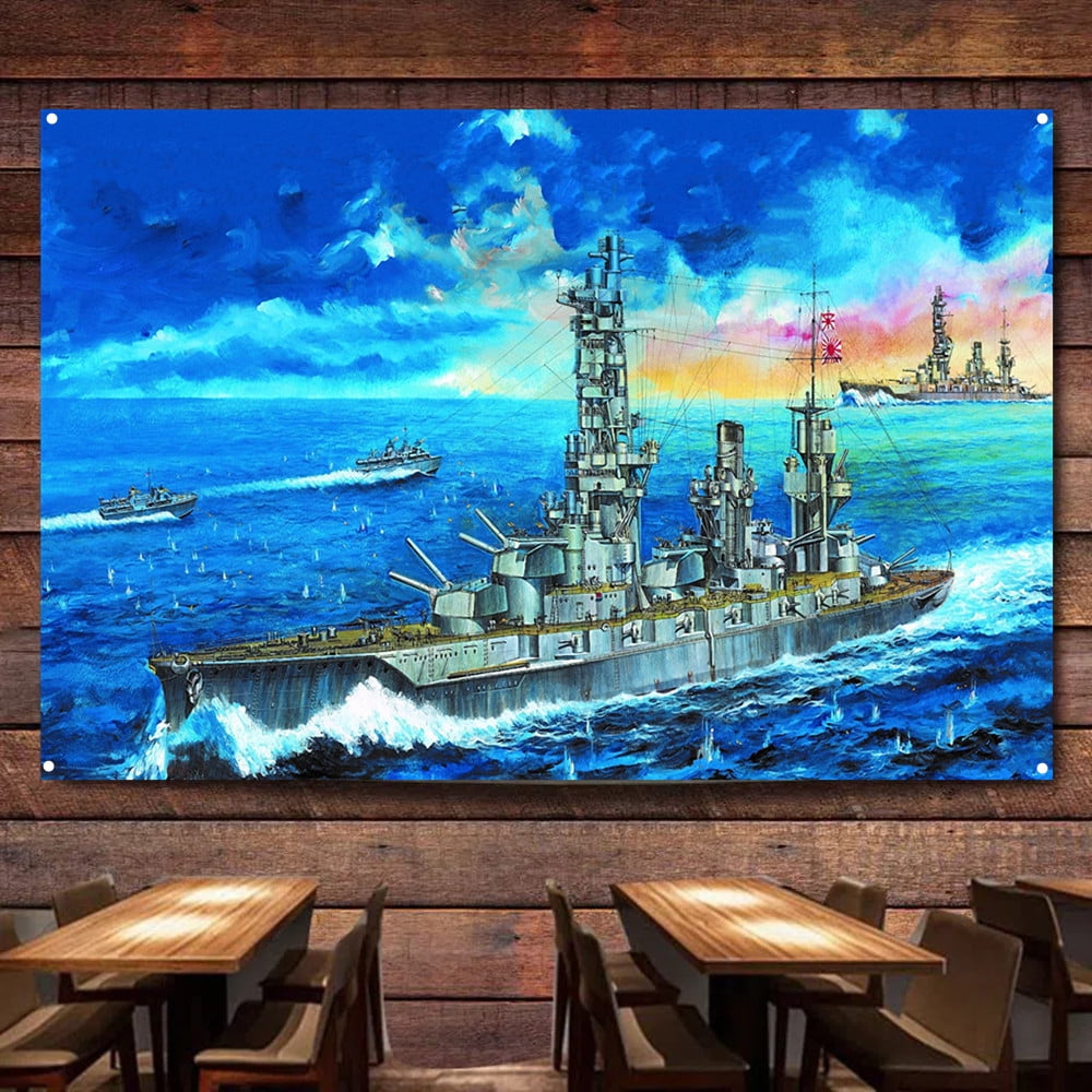 IJN Battleship Yamashiro 1944 Wall Art Banners Hanging Flags Wall Chart ...