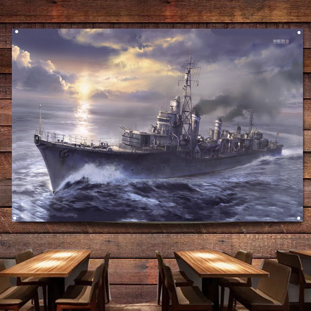 IJN Destroyer Shimakaze Battleship Wall Art Banners Hanging Flags Wall ...