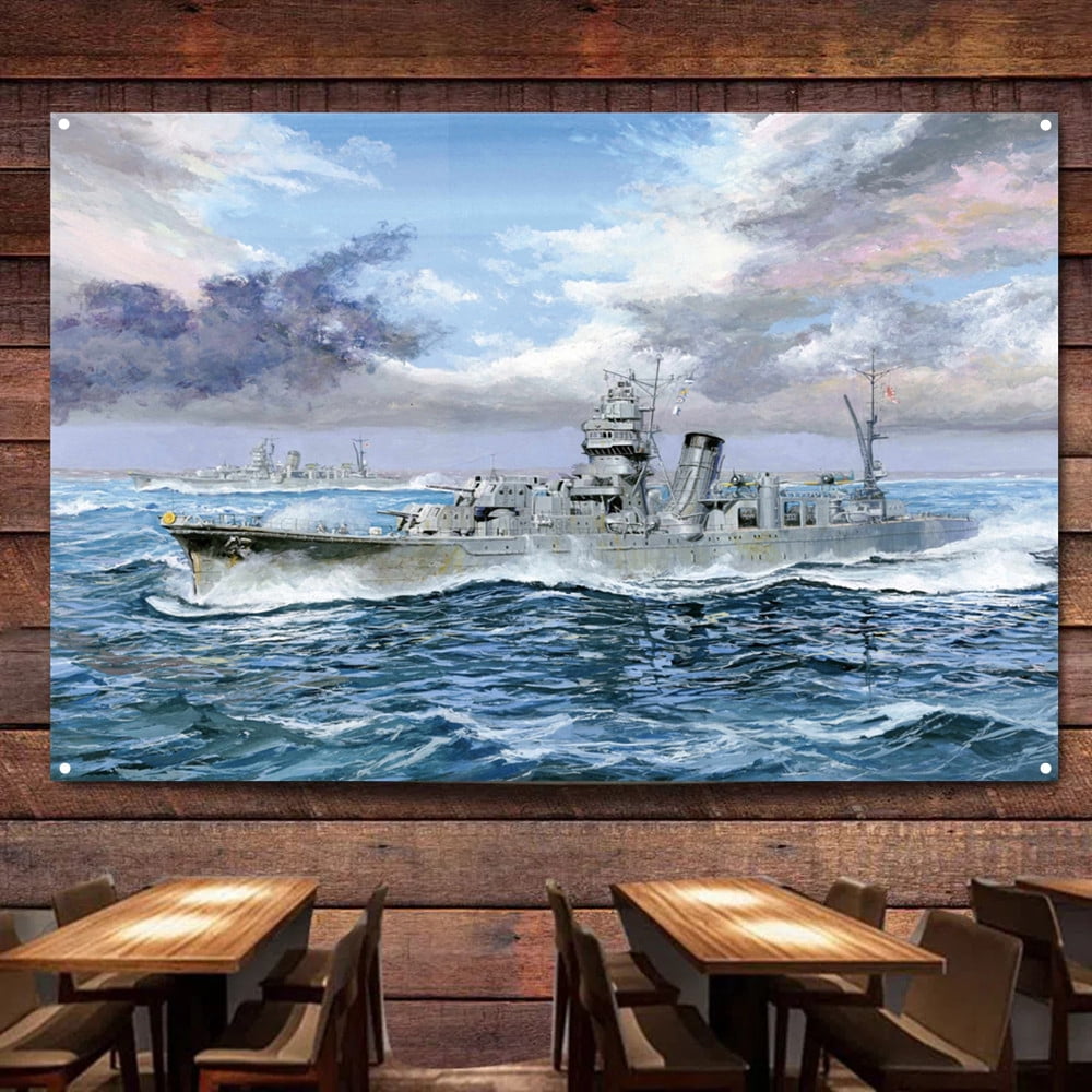 IJN Light Cruiser Agano Battleship Wall Art Banners Hanging Flags Wall ...