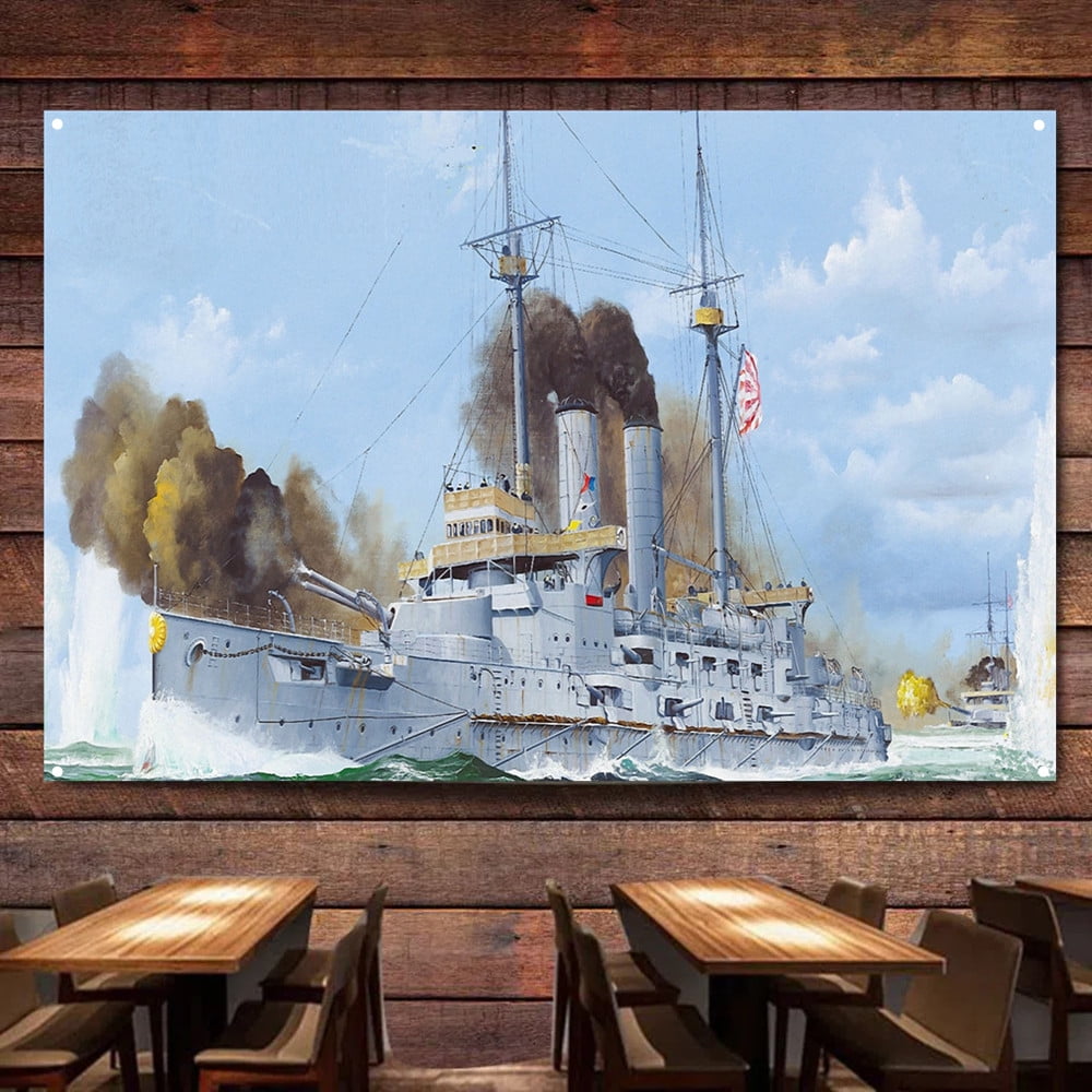 IJN Mikasa Battleship Wall Art Banners Hanging Flags Wall Chart Warship ...