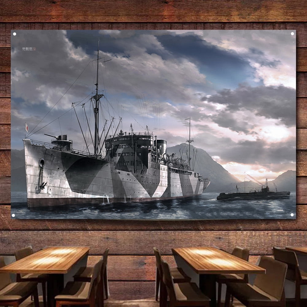 IJN Submarine Depot Ship Heian Maru Battleship Wall Art Banners Hanging ...