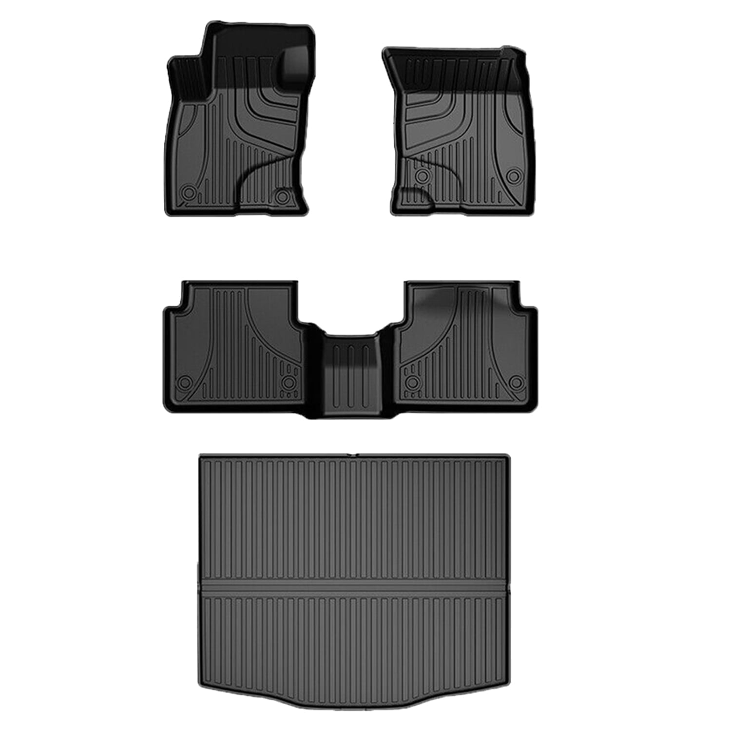 IKABEVEM Car Floor Mats & Cargo Liner TPE Rear Trunk Mat Set For Ford ...