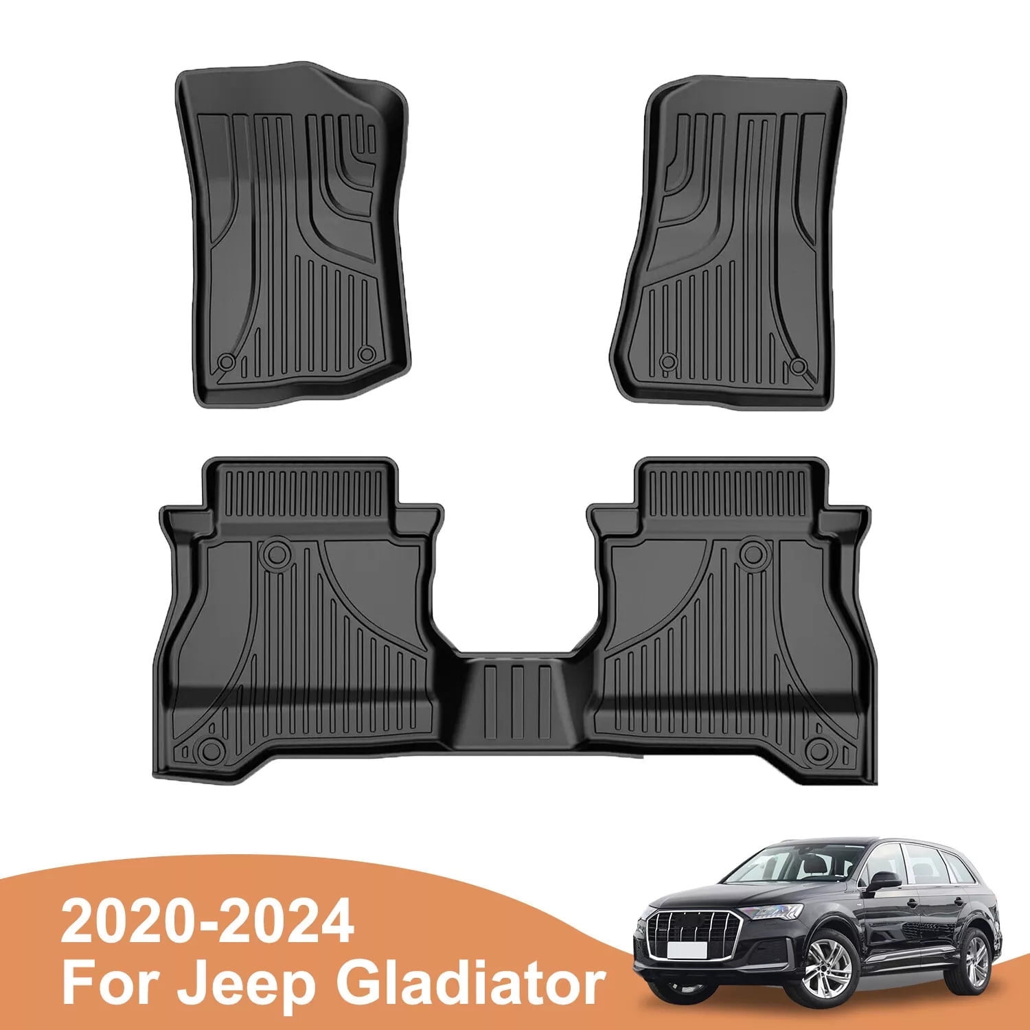 IKABEVEM Car Floor Mats For Jeep Gladiator 2020-2024 All Weather TPE ...
