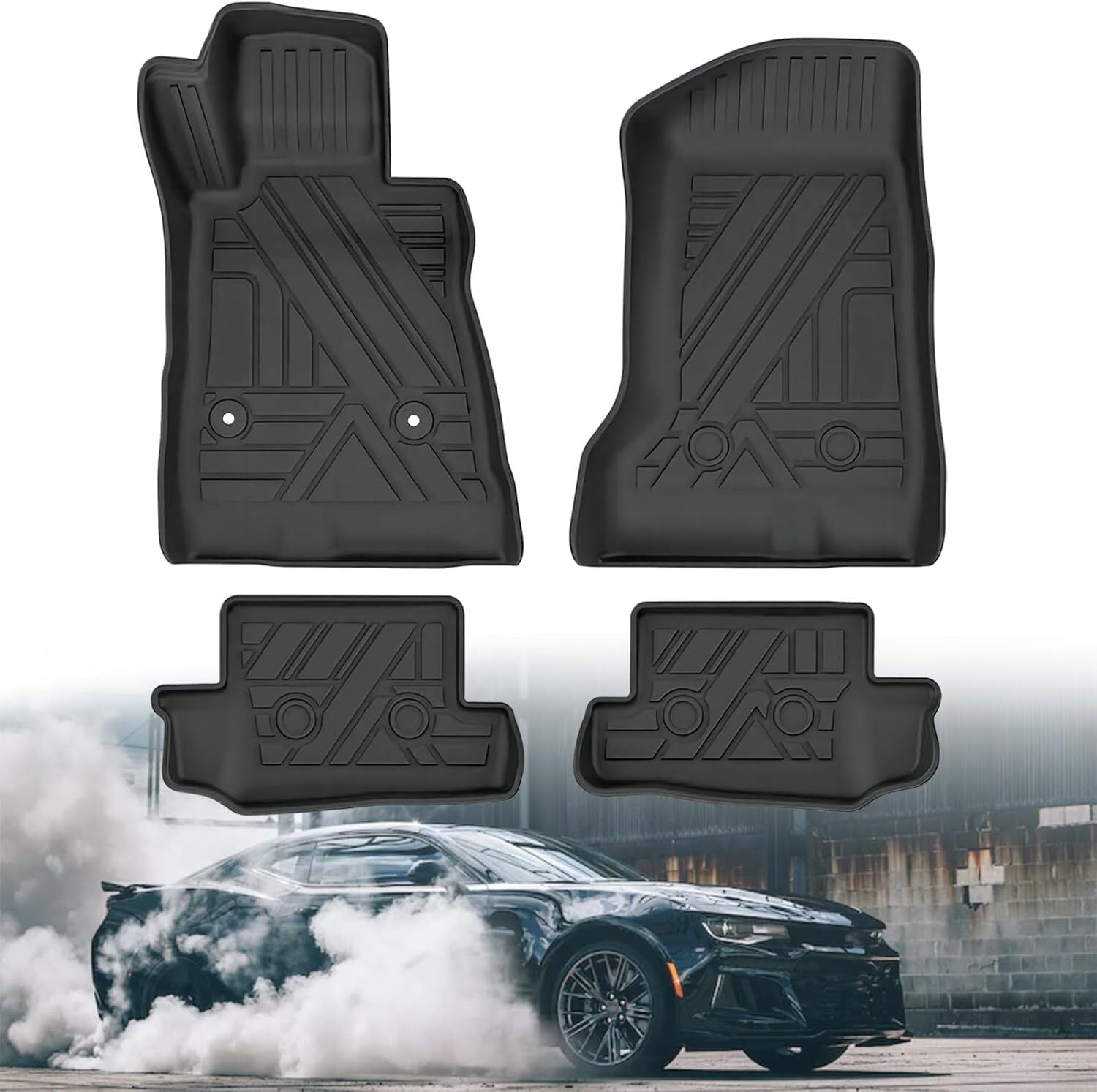 IKABEVEM Car Floor Mats for Chevy Camaro 2016-2024 All Weather TPE ...