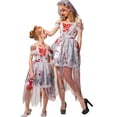 IKALI Women's Zombie Bride Halloween Costume with Veil, Matching Fancy ...