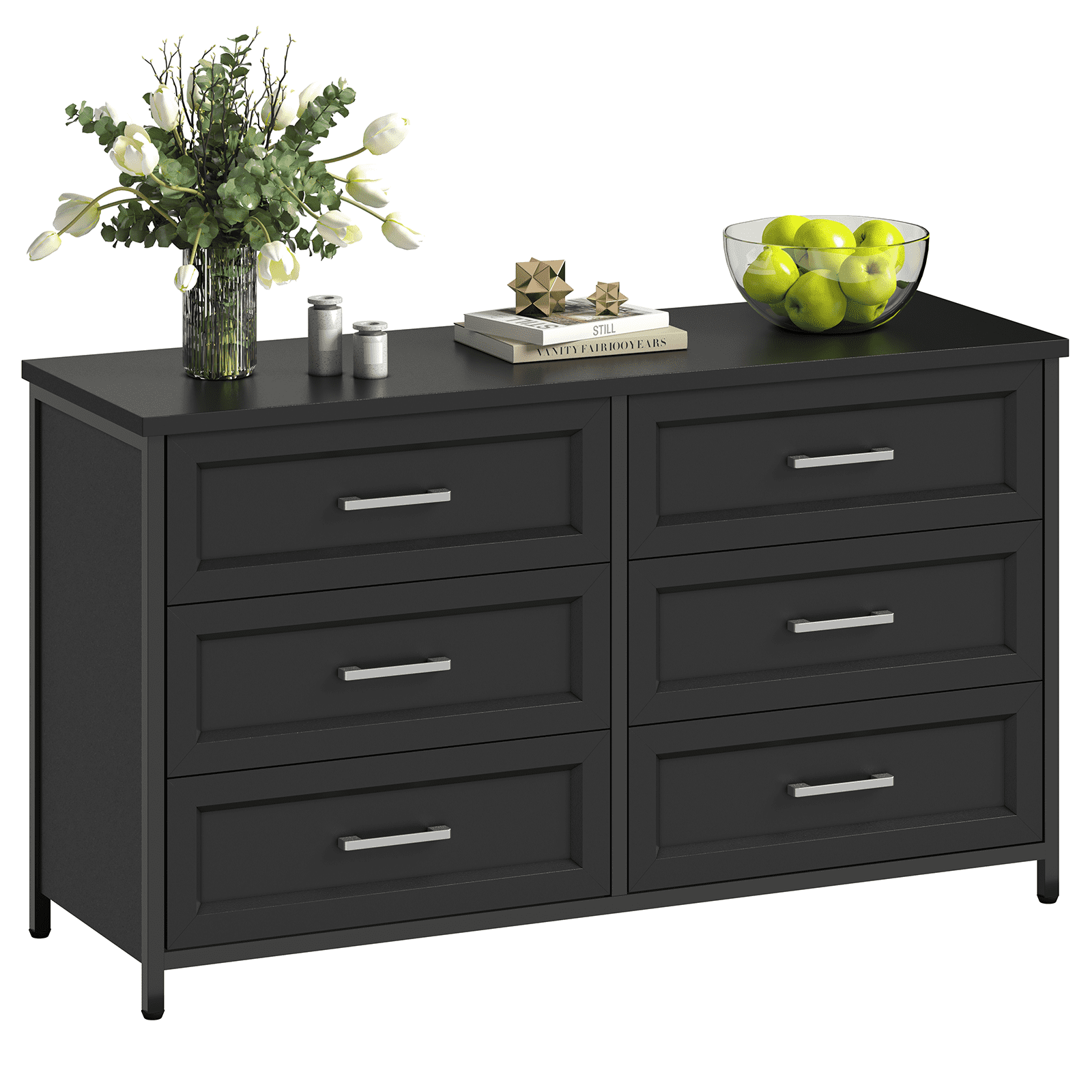 IKENO 6 Drawer Double Dresser for Bedroom, Wood Dressers & Chest of ...