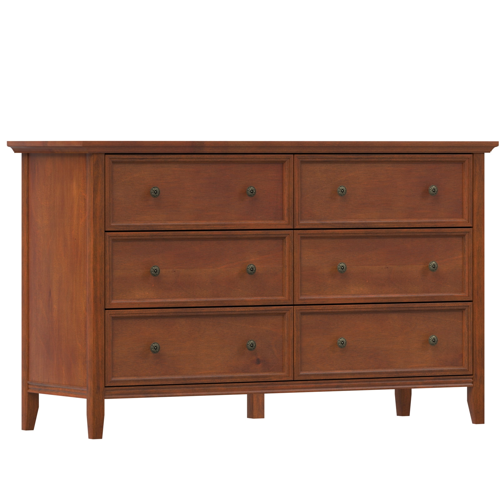 IKENO Modern Furniture 6-Drawer Wood Dresser, Caramel Solid Chest for ...