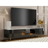 IKIFLY Modern LED TV Stand for 85+ inch TV, Black Slate Entertainment ...