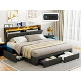 IKIFLY California King Bed Frames with Charging Station & Storage ...