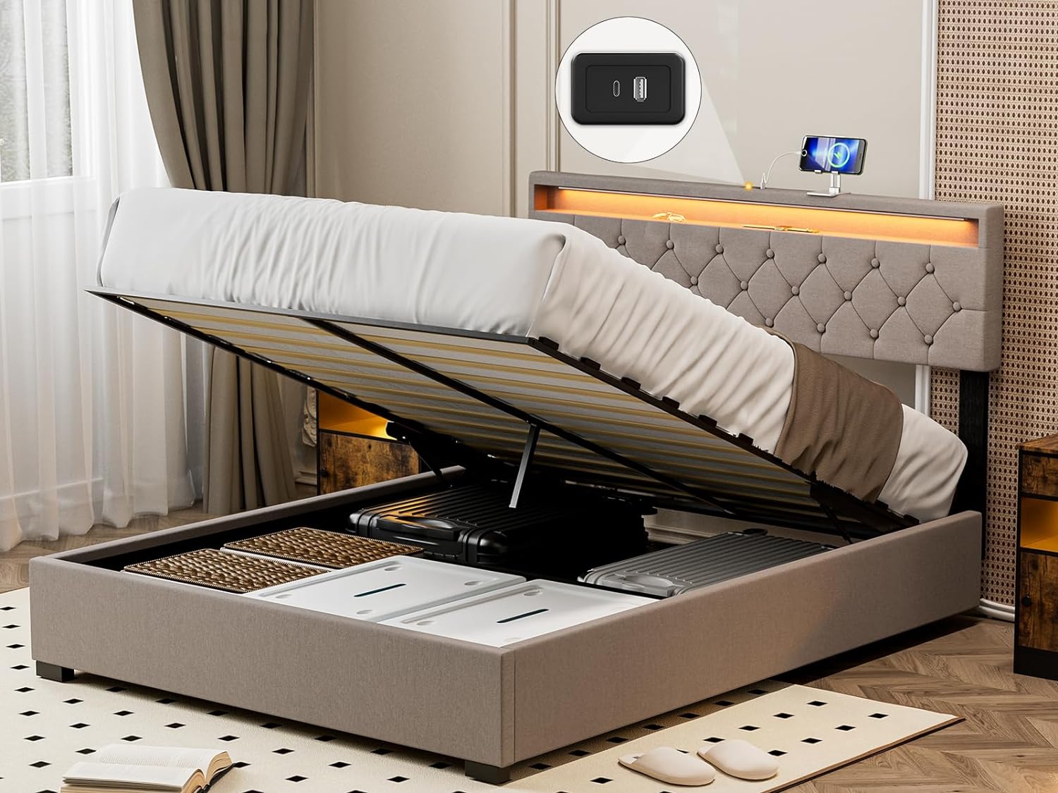 IKIFLY California King Size Metal Platform Bed Frame with Headboard ... IKIFLY California King Size Metal Platform Bed Frame with Headboard ...