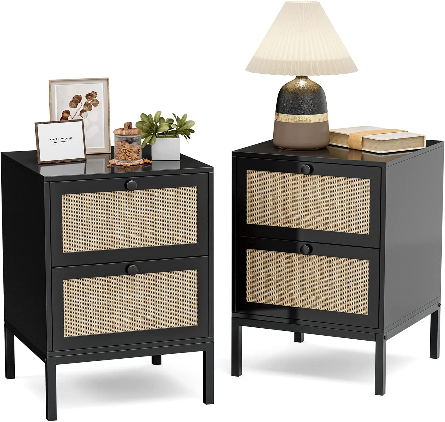Nathan James Mina Natural Oak Wood Black Accent with Storage Living ...