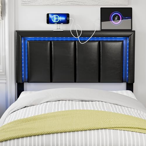IKIFLY Twin Size LED Headboard with 2 USB Ports & LED Lights ...