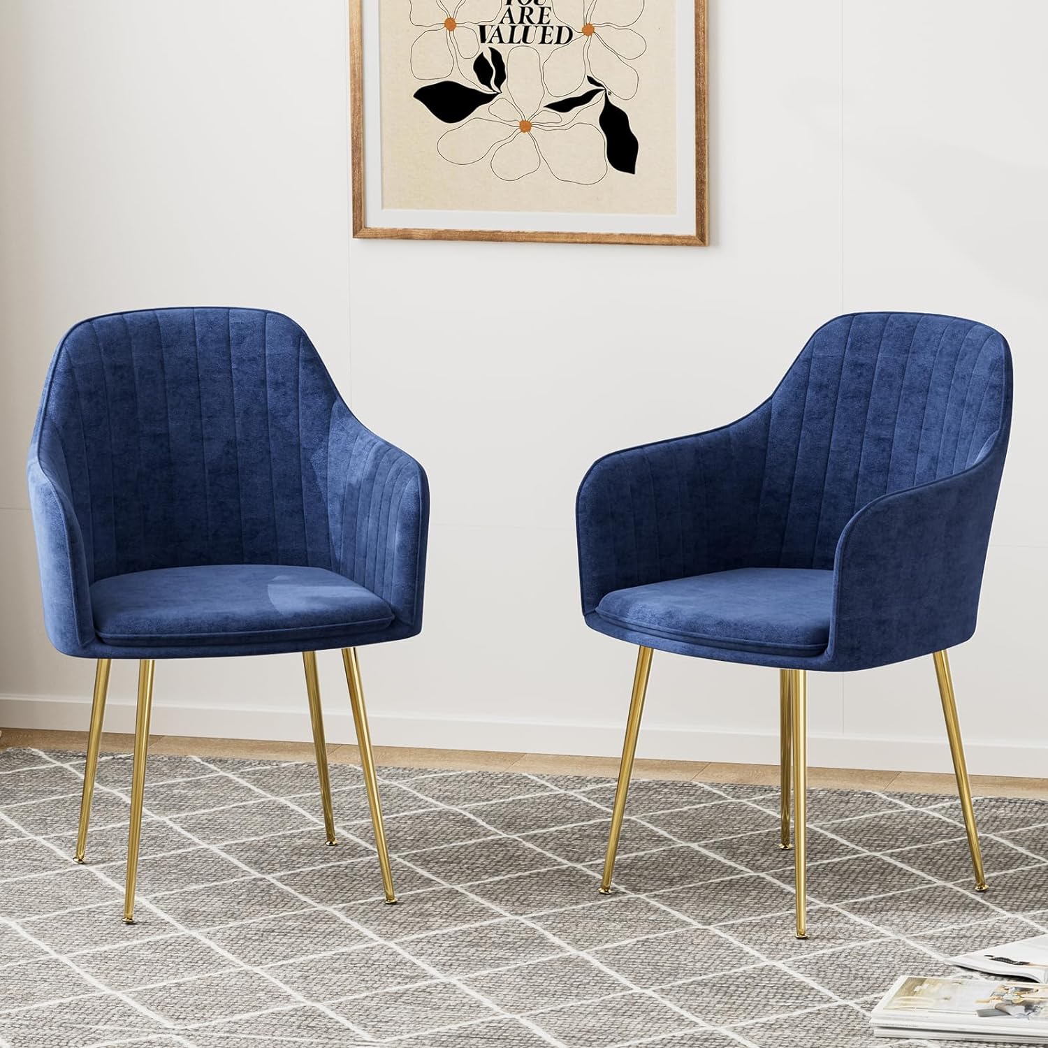 Ikifly Velvet Dining Chairs Set Of 2 Upholstered Accent Chairs With