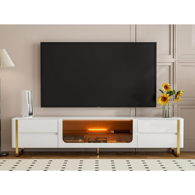 IKIFLY Modern LED TV Stand for 85+ inch, Slate Entertainment Center ...