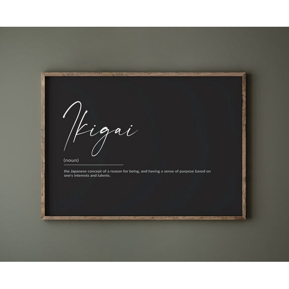 IKIGAI Definition Poster Motivational Quotes Dictionary Art Japanese ...