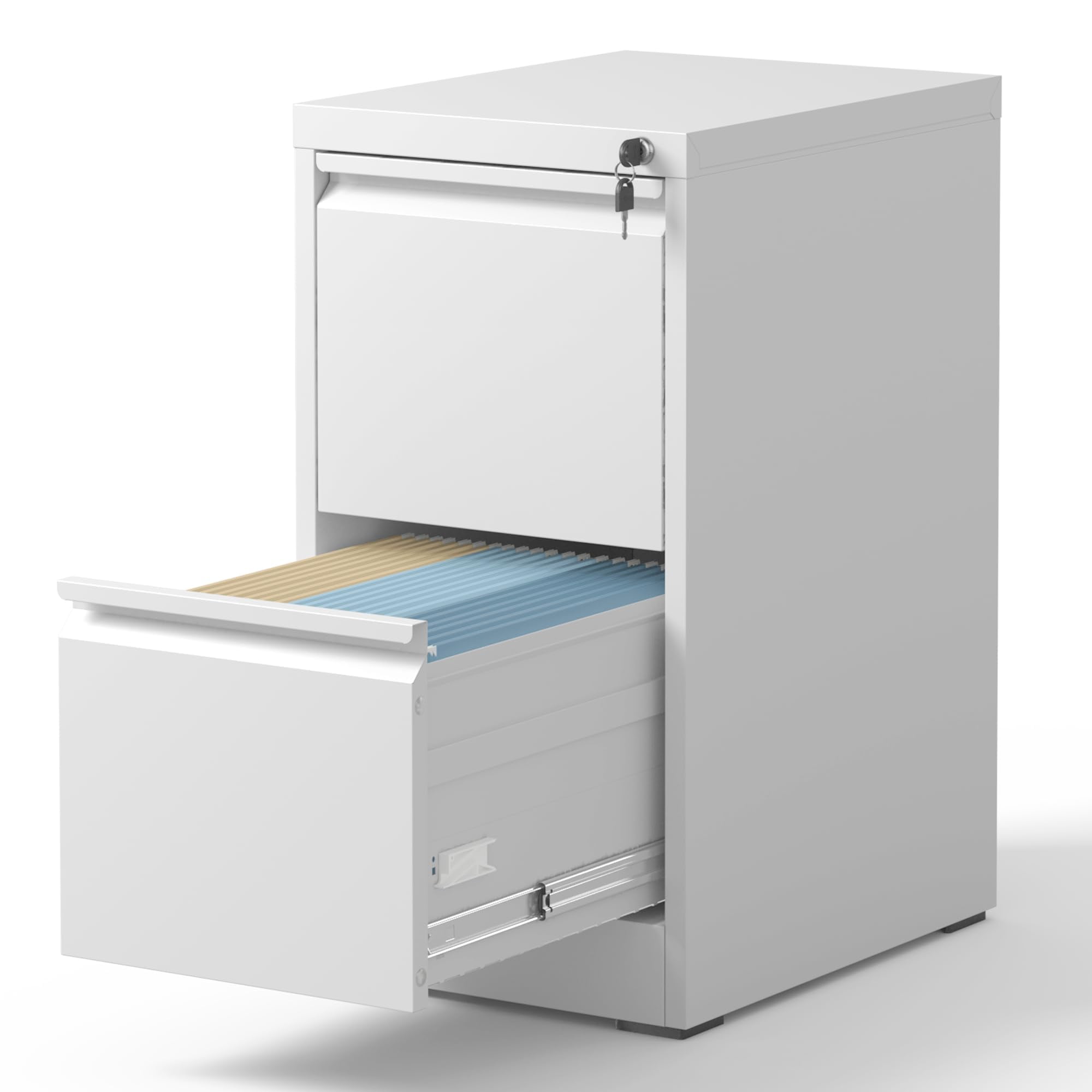 IKIMI 2 Drawer File Cabinet,White Metal Filing Cabinets for Home Office,Vertical File Cabinet ...