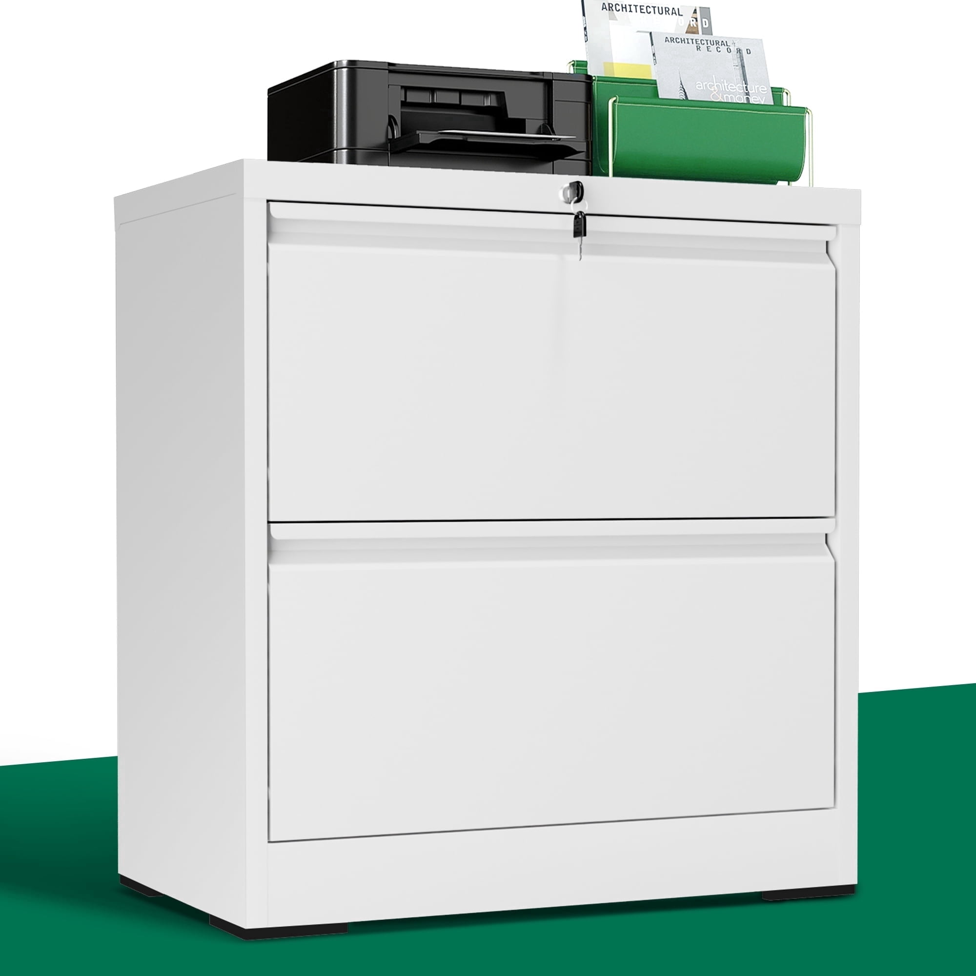 2 Drawer Lateral File Cabinet with Lock, 26.77“W File Cabinets for Home ...