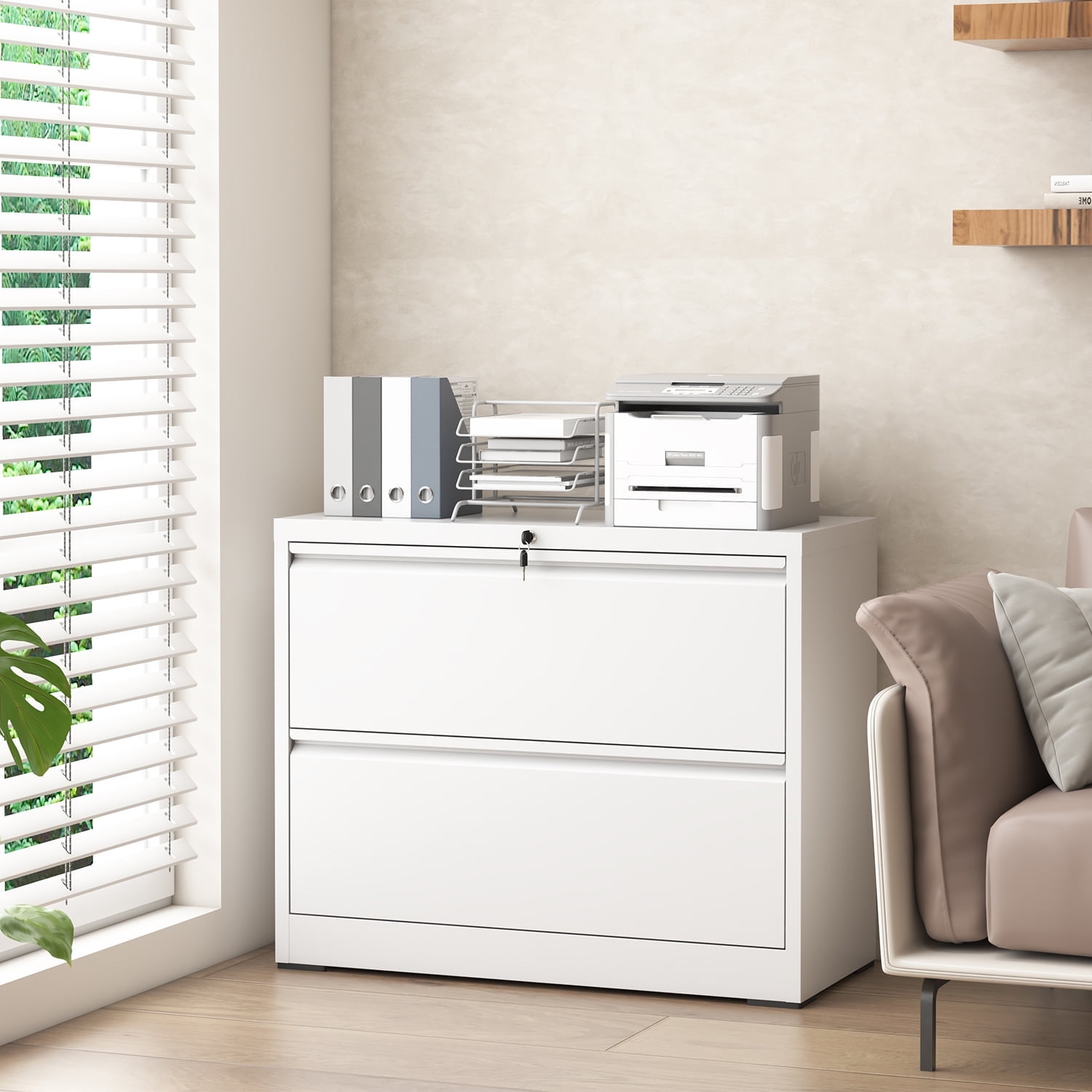 IKIMI 2 Drawer Lateral File Cabinets with Lock, Metal File Cabinets for ...