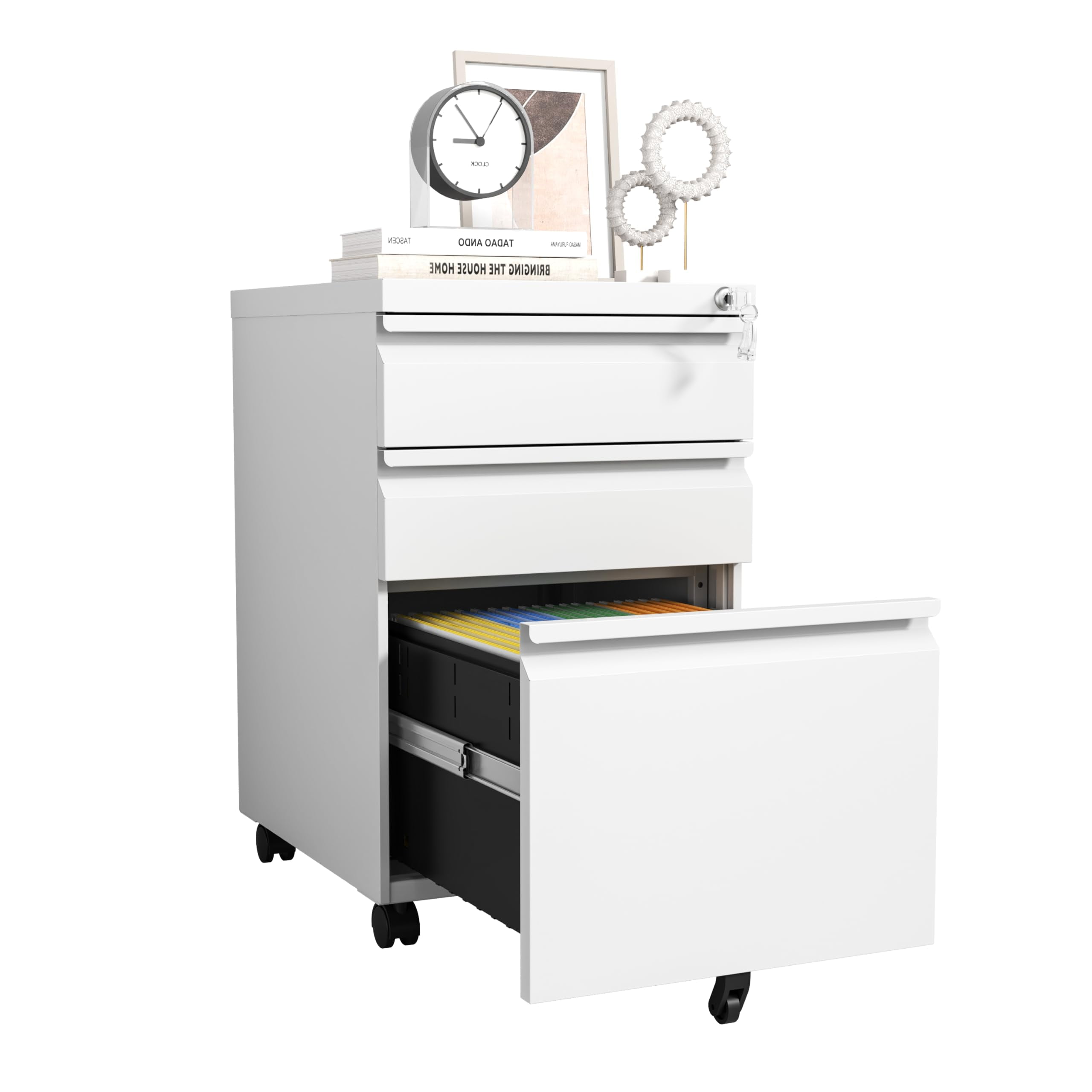 IKIMI 3 Drawer Metal Mobile File Cabinet Under Desk Vertical File ...