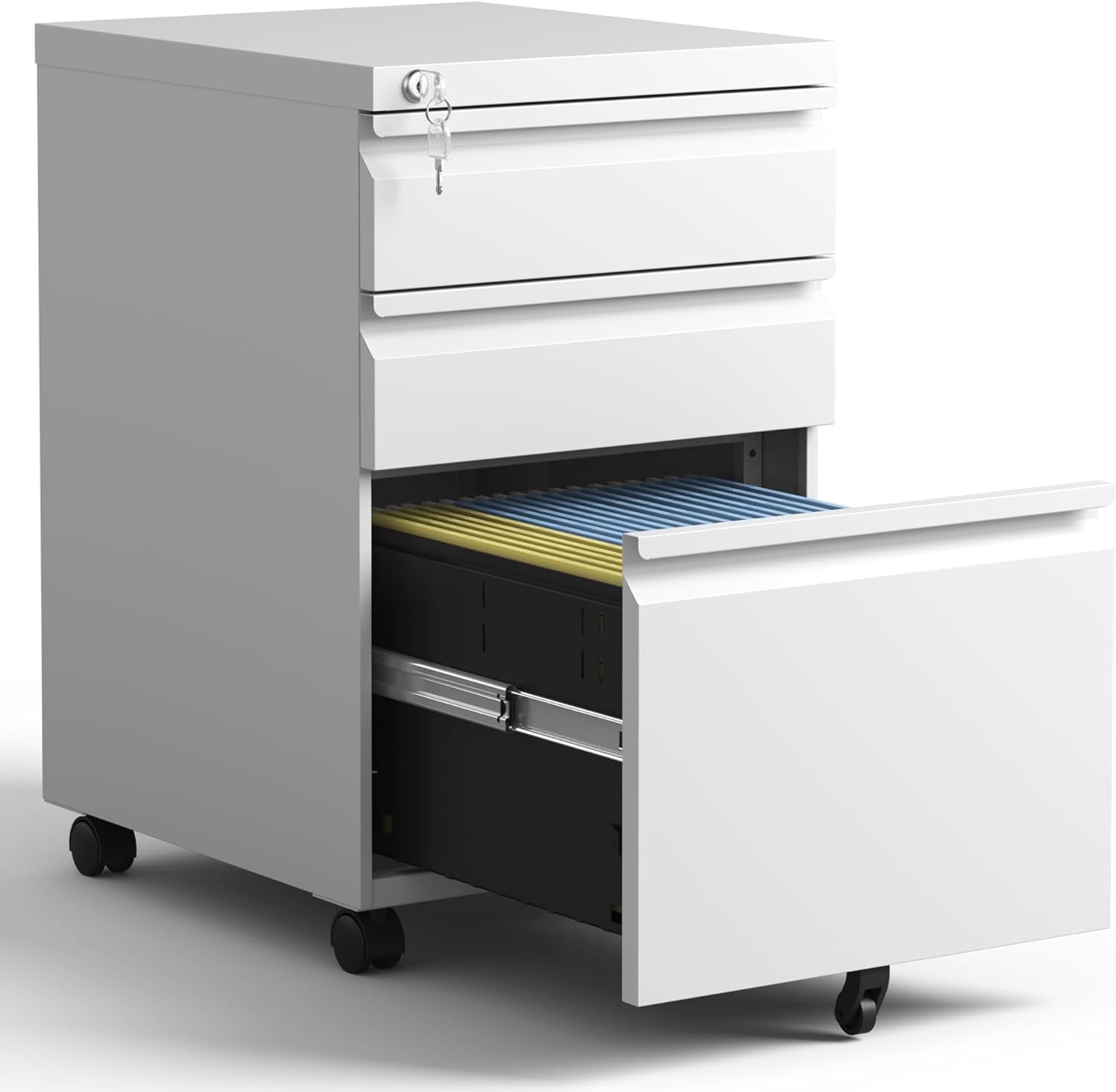 IKIMI 3 Drawer Mobile File Cabinet, Under Desk Vertical File Cabinet ...